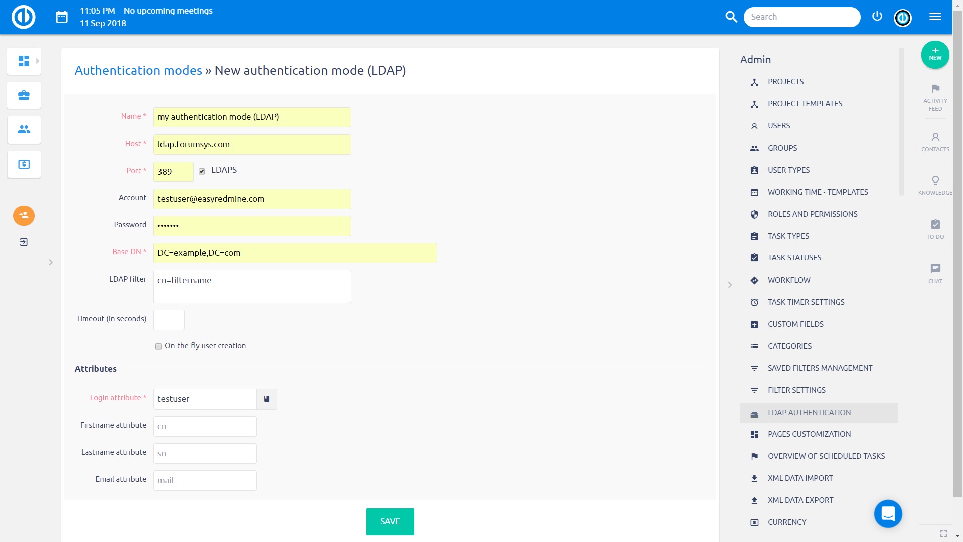 LDAP authentication - Easy Project