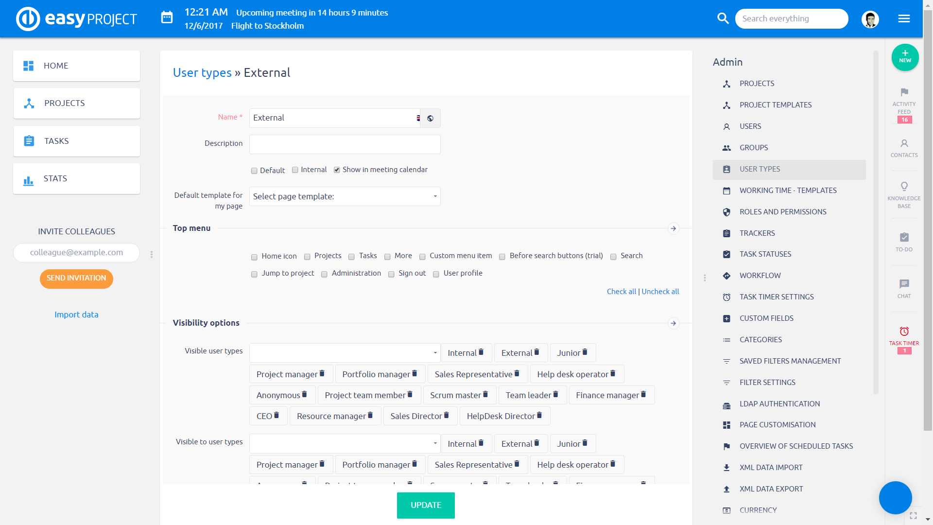 User Types Easy Project