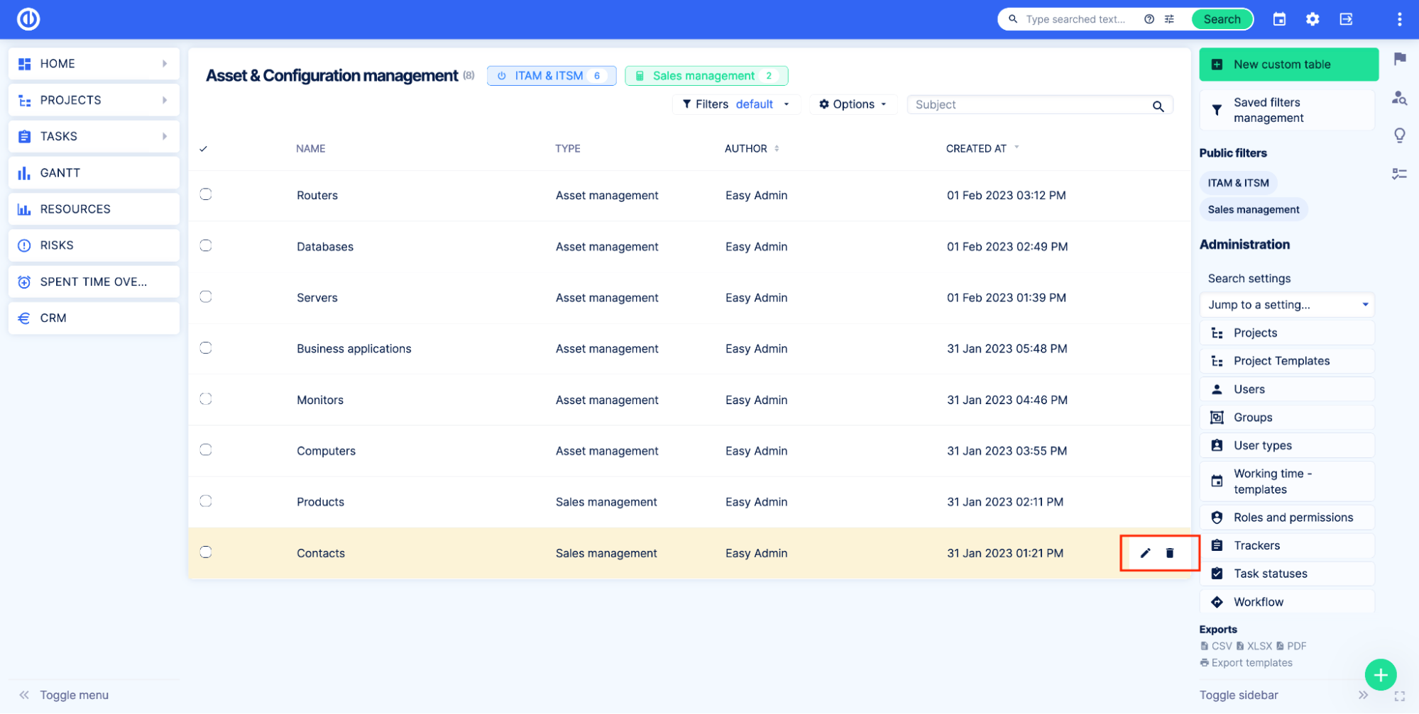 Asset And Configuration Management Easy Project