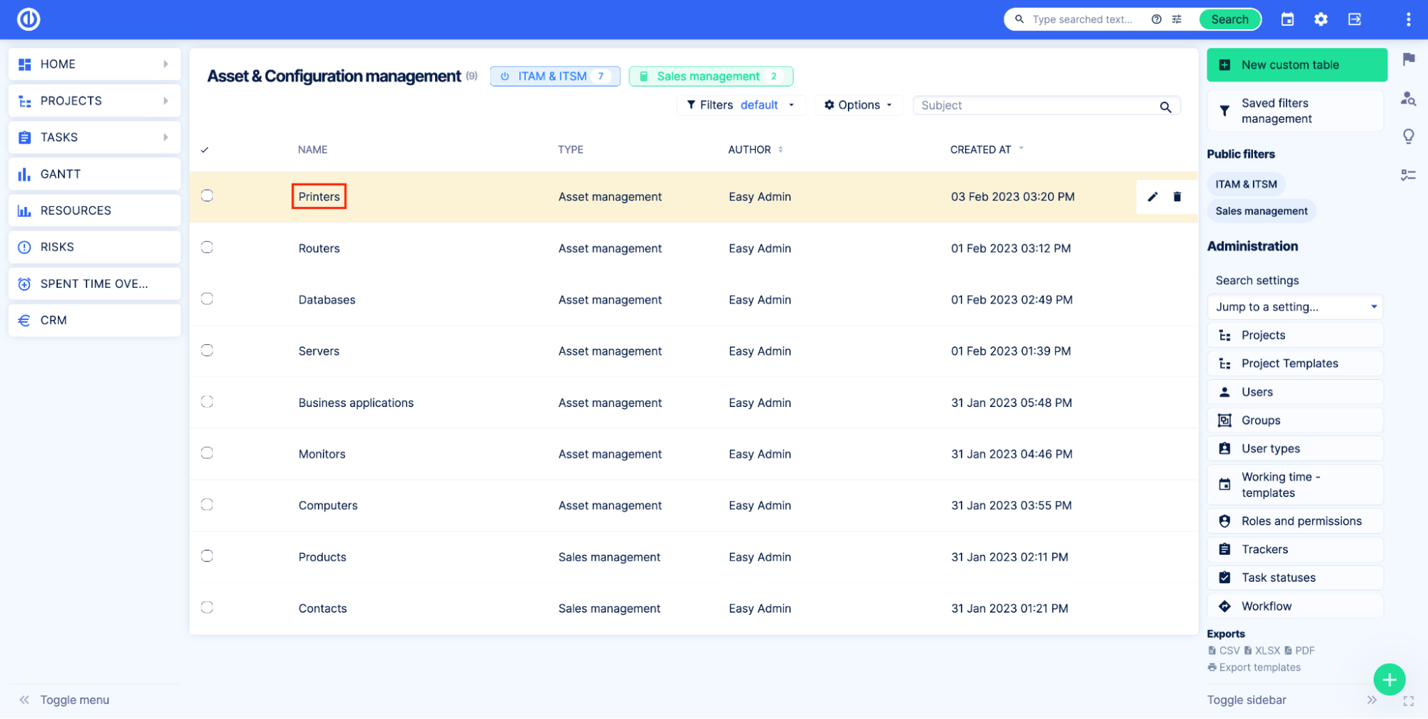 Asset And Configuration Management Easy Project